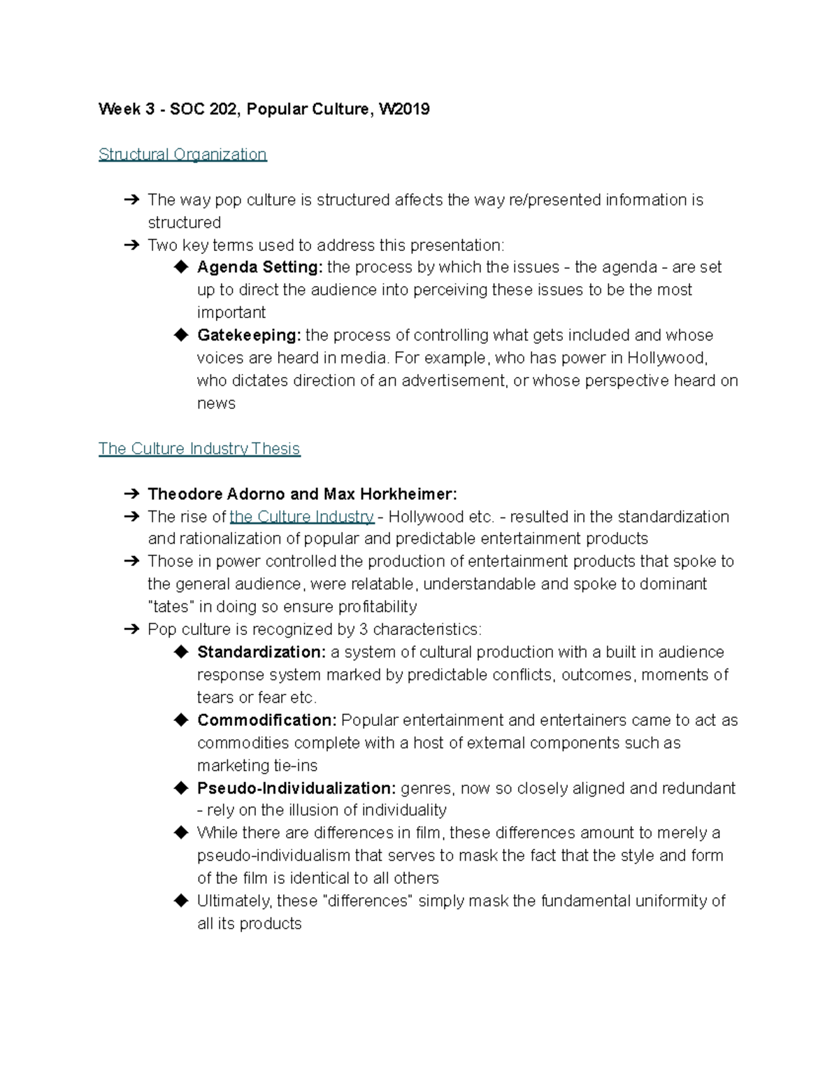 Week 3 - SOC 202 - notes for SOC 202 - Week 3 - SOC 202, Popular ...
