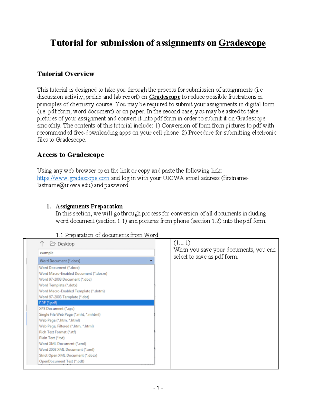 Tutorial for submission of assignments on Gradescope - discussion activity, prelab and lab ...