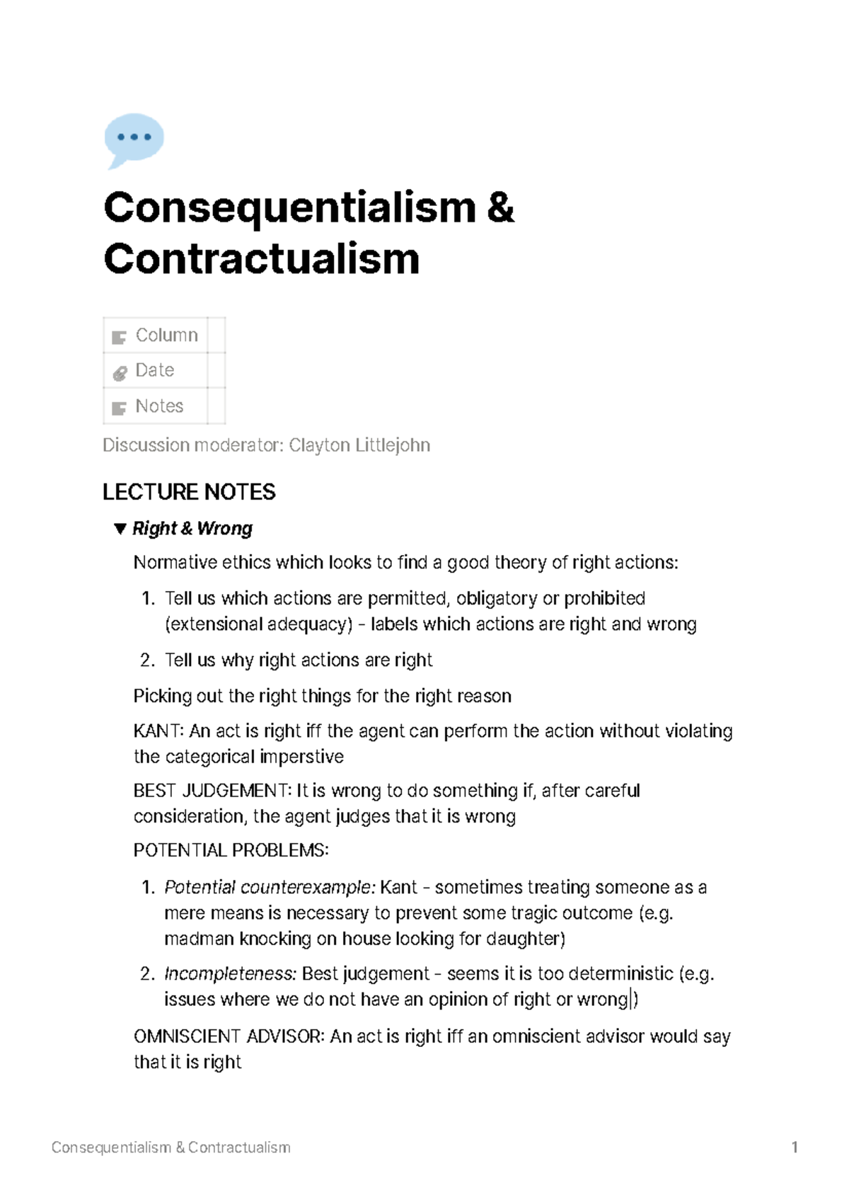 Consequentialism & Contractualism - 💬 Consequentialism & Contractualism ...