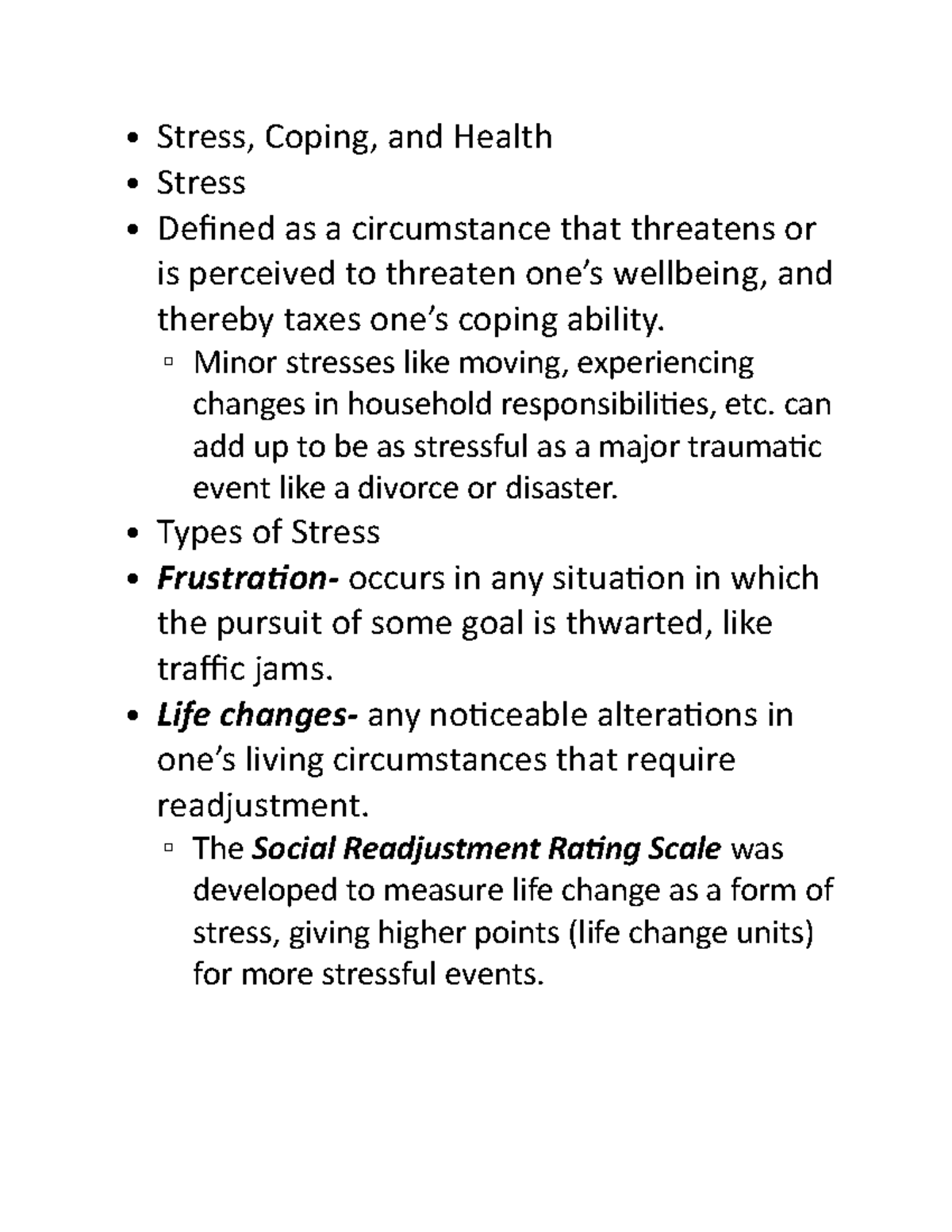Chapter 13 - Introduction To Psychology Class notes - Stress, Coping ...
