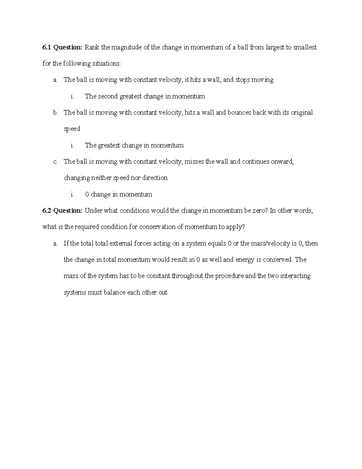 Pre-Lab Ch.6 Conservation of Momentum in 1D - 6 Question: Rank the ...