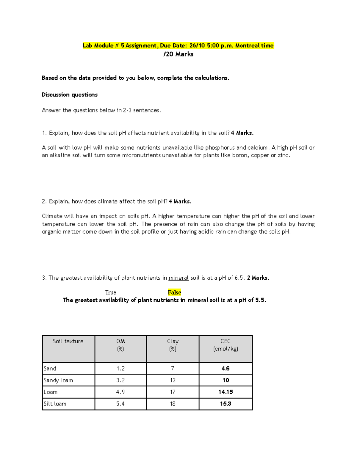 Lab assignment #5 - Lab Module # 5 Assignment, Due Date: 26/10 5:00 p ...