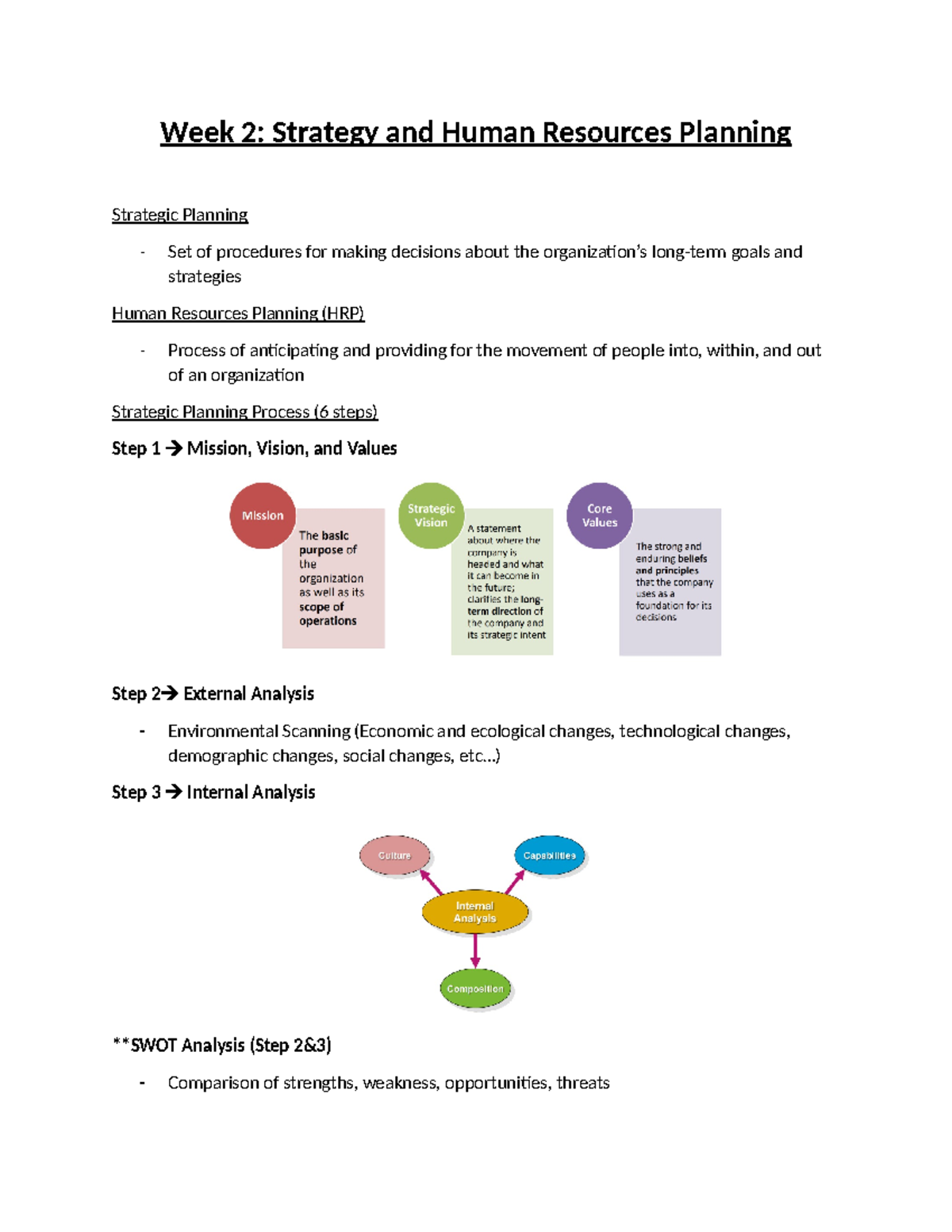 Week 2 (HR) - Class notes - Week 2: Strategy and Human Resources ...