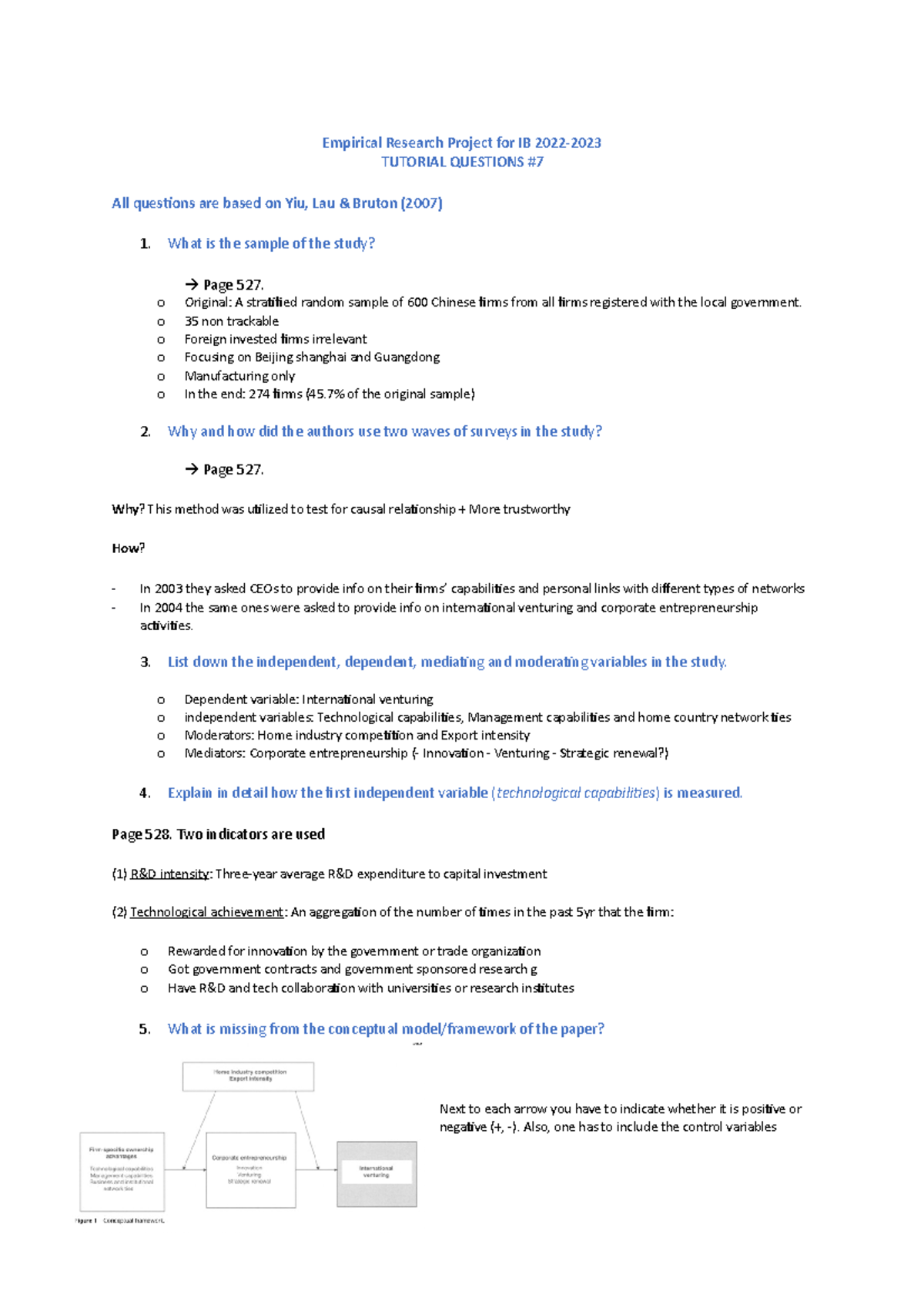 Tutorial 7 - Empirical Research Project for IB 2022- TUTORIAL QUESTIONS All questions are based ...