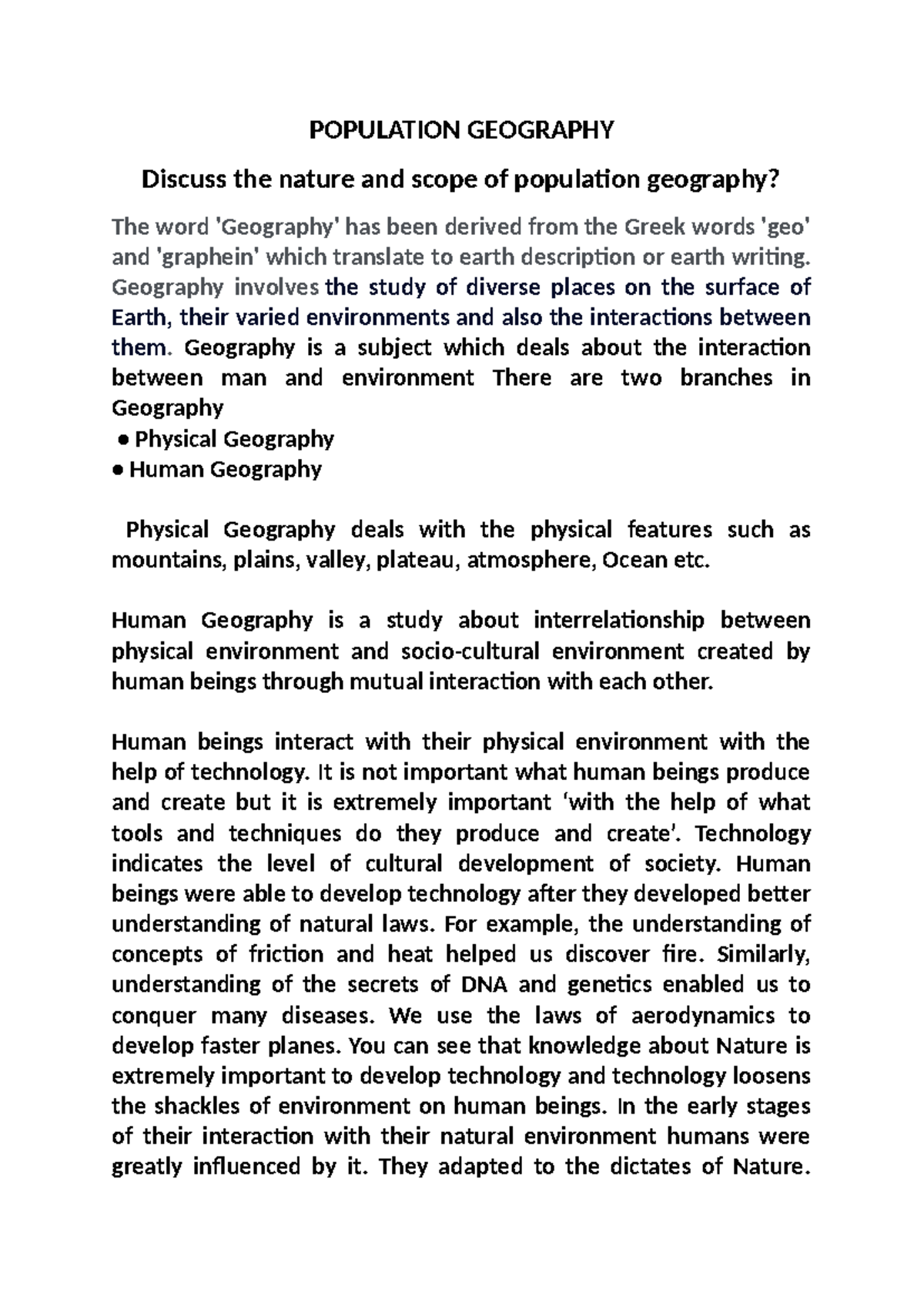 Population Geography - study materials - POPULATION GEOGRAPHY Discuss ...
