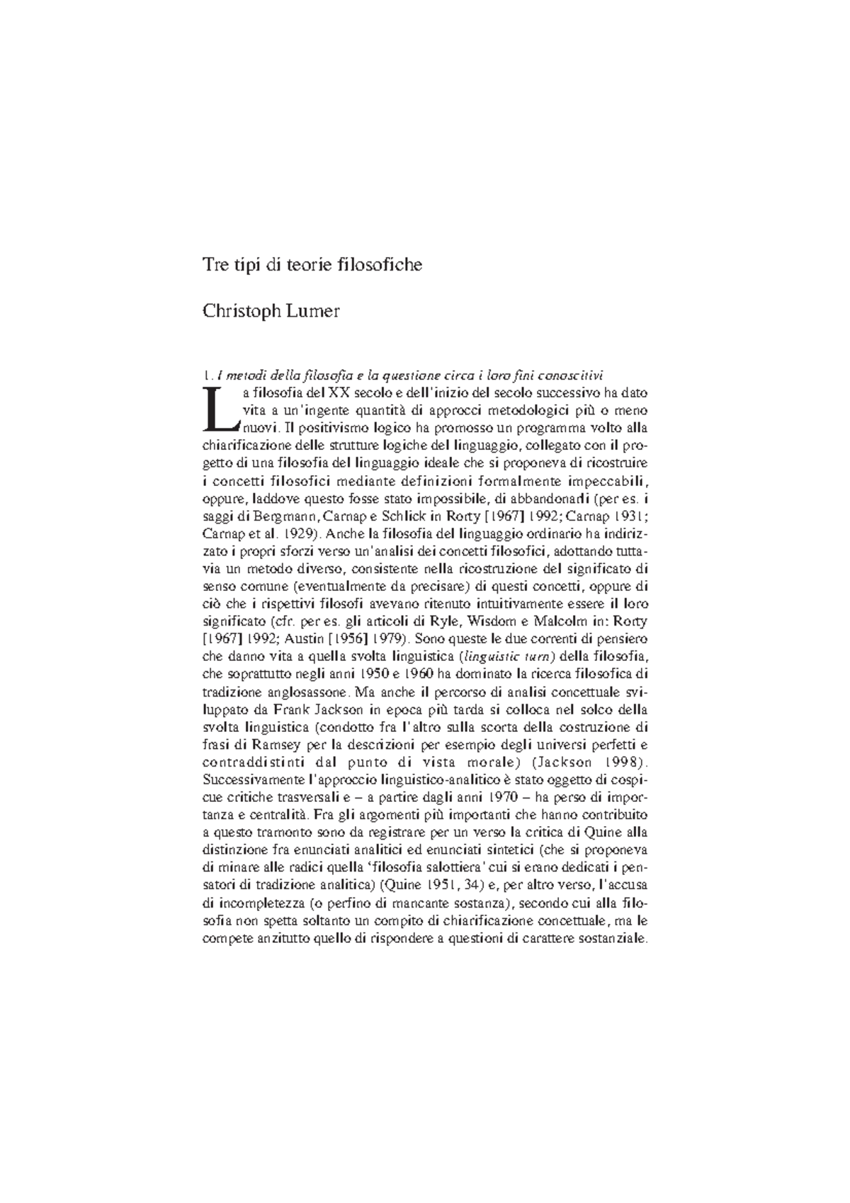 teoria del lumer - Tre tipi di teorie filosofiche Christoph Lumer I ...