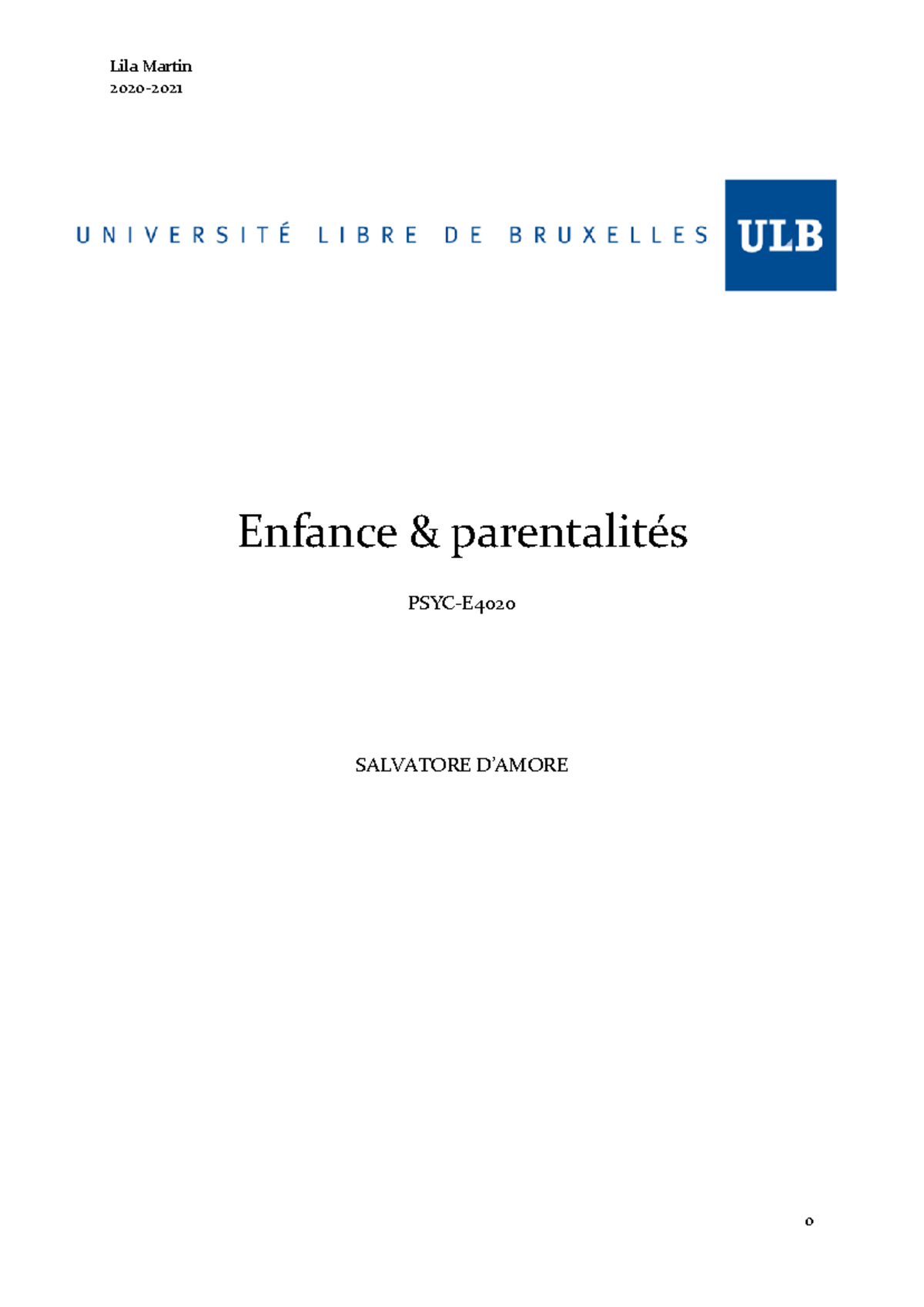 Enfance & parentalités - Cours 1 - Lila Martin 2020 - 2021 Enfance ...