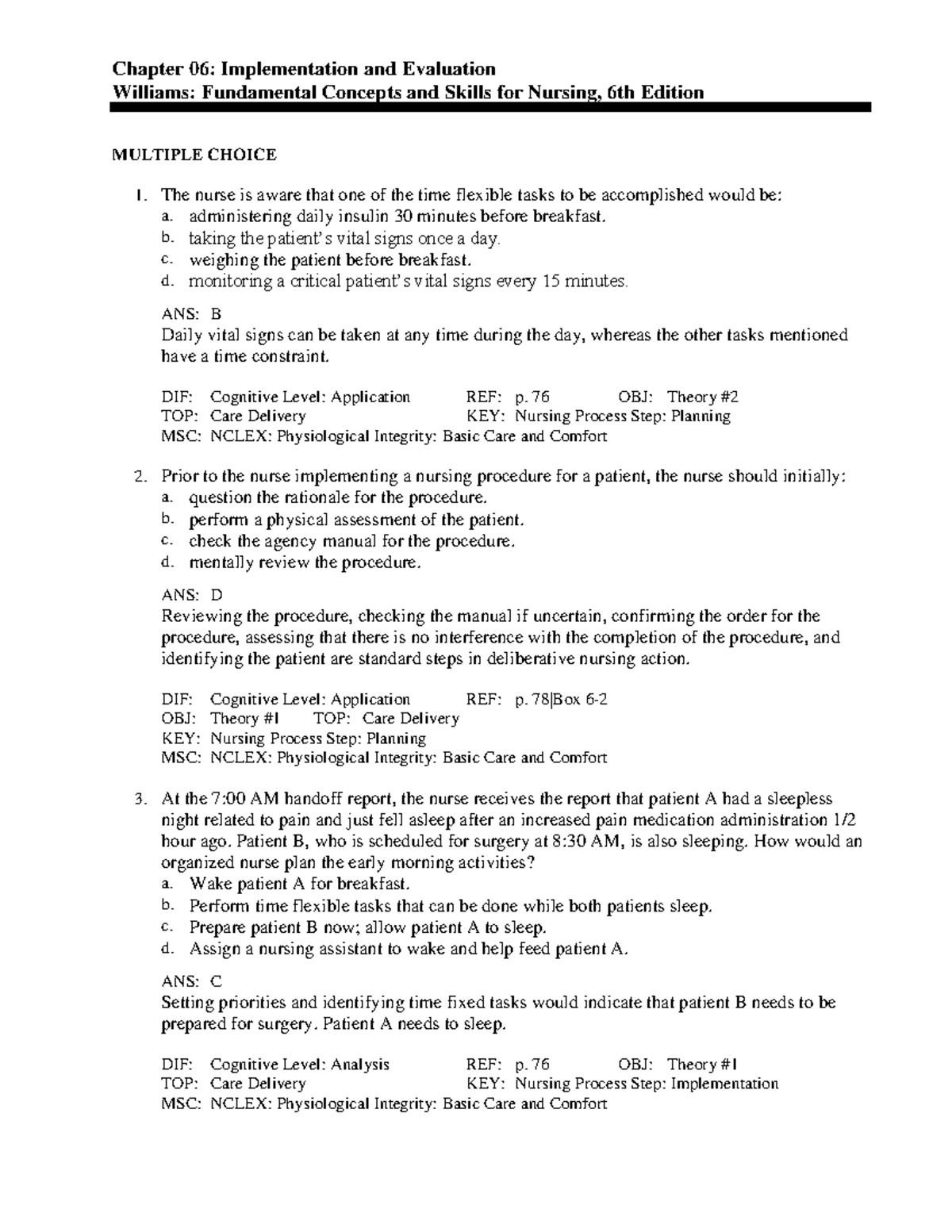 Implementation and Evaluation in Nursing - Studocu