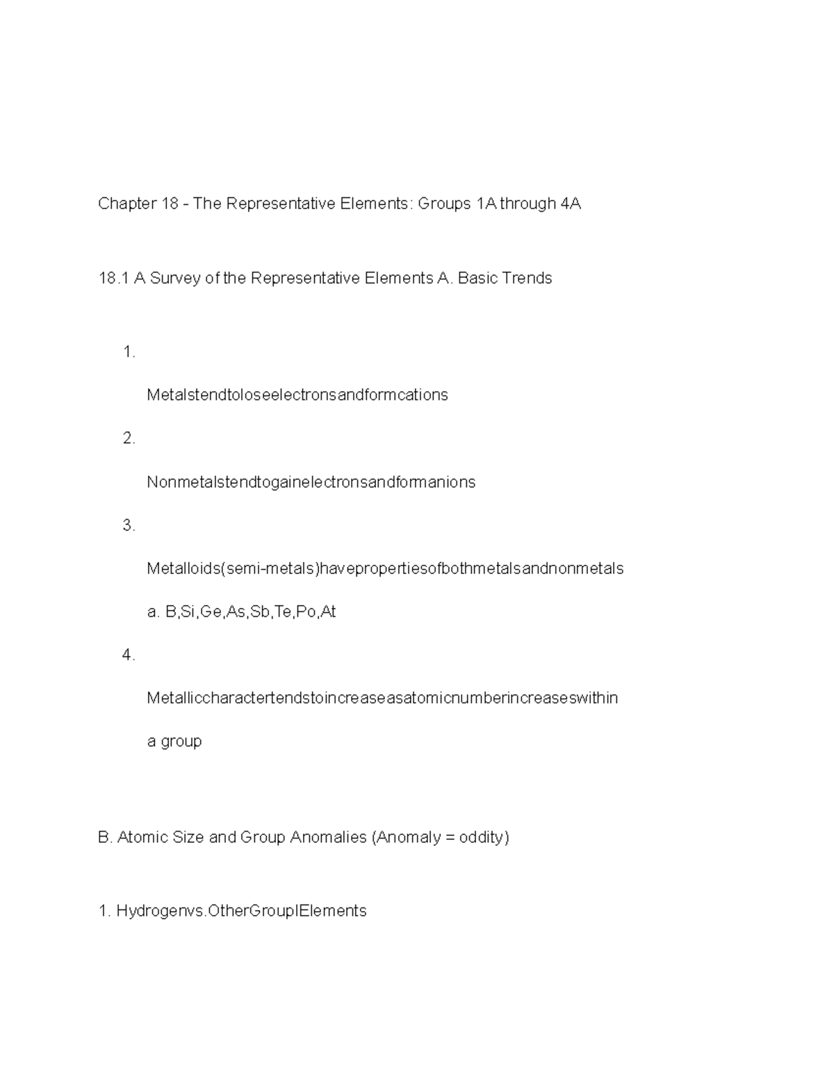 Chem 18 - notes - Chapter 18 - The Representative Elements: Groups 1A ...