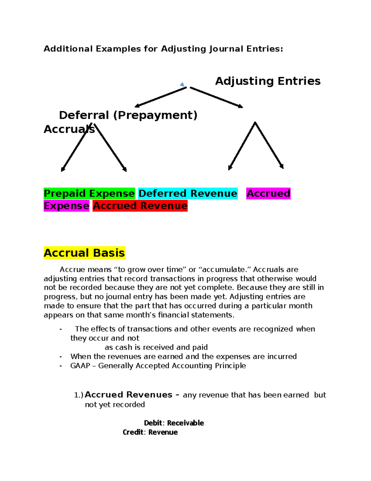 Additional Examples for Adjusting Journal Entries - Additional Examples ...