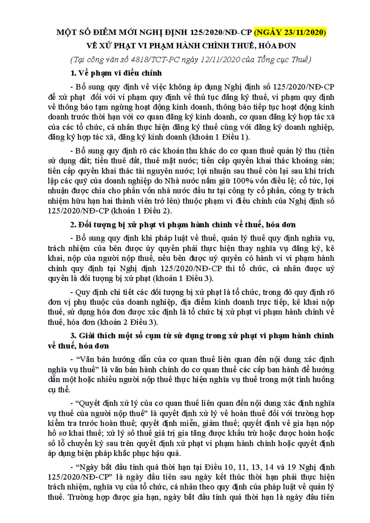 Diem moi ve ND 125 23 - thuế - MỘT SỐ ĐIỂM MỚI NGHỊ ĐỊNH 125/2020/NĐ-CP ...