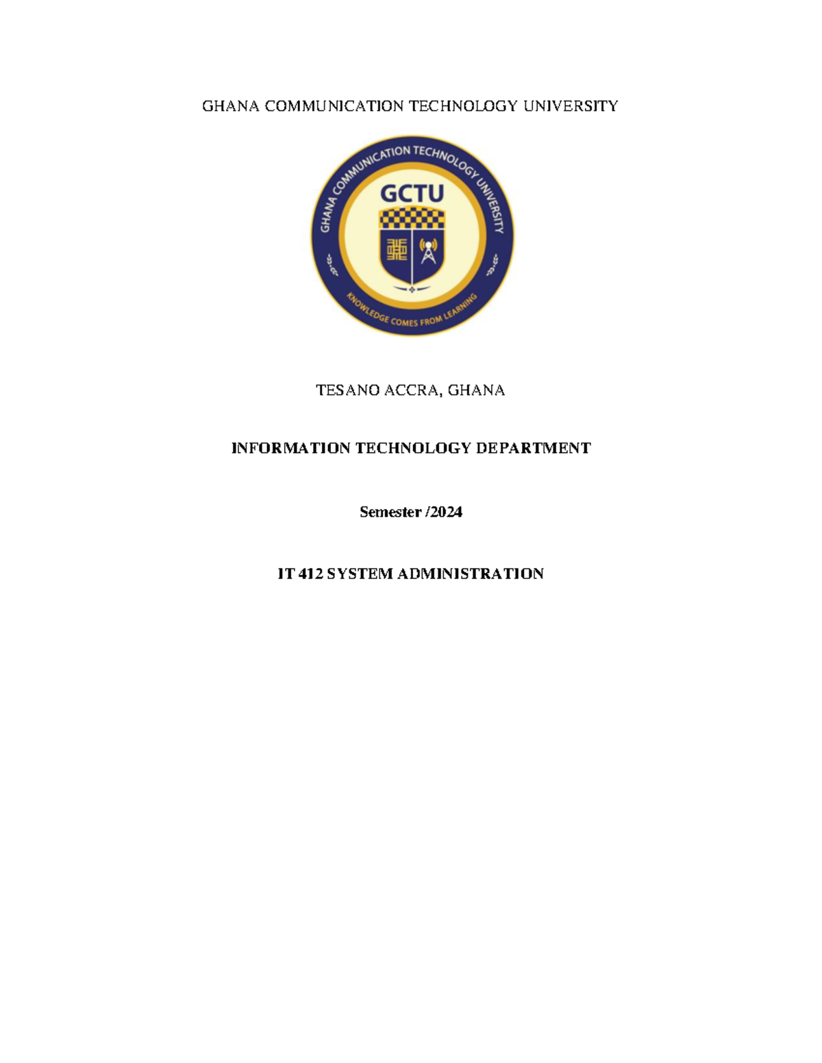 Systems Admin Course Outline-GT - GHANA COMMUNICATION TECHNOLOGY ...