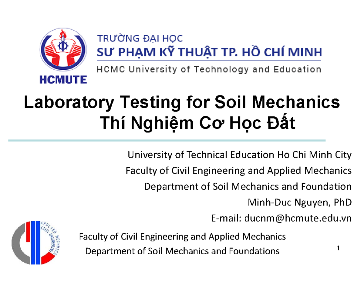 Geotechnical Laboratory Course - Laboratory Testing for Soil Mechanics ...