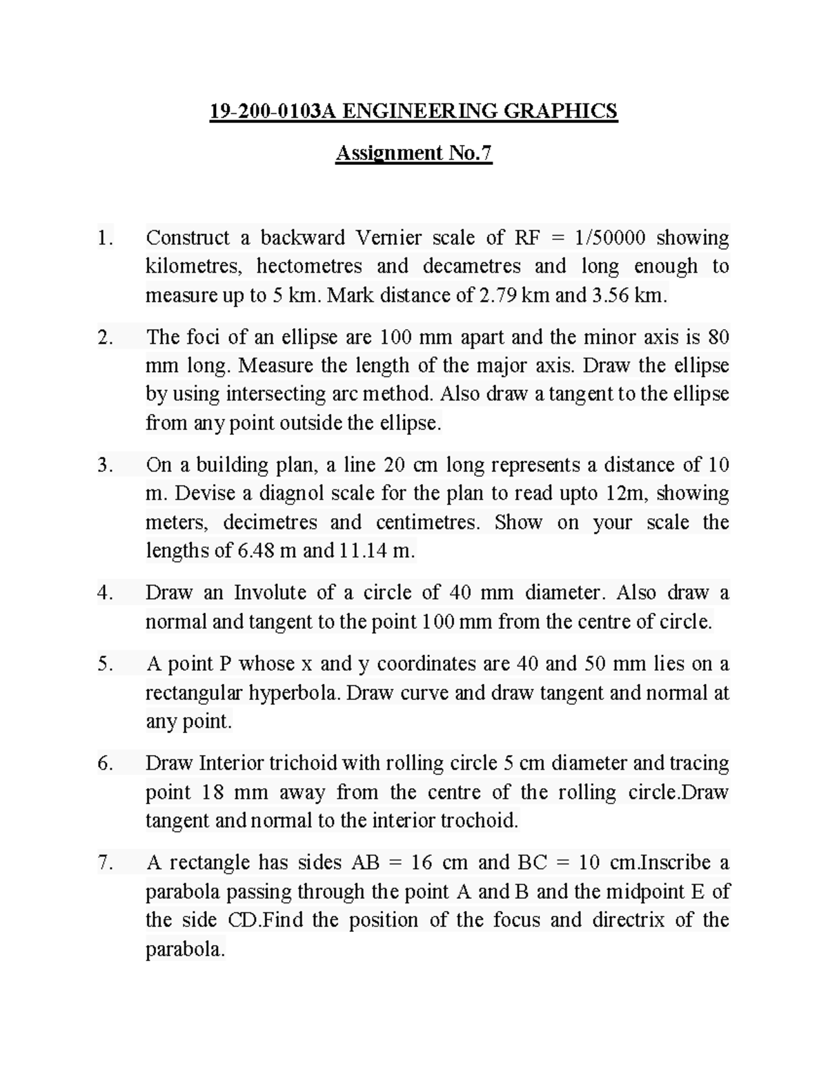 ENGINEERING GRAPHICS VERNIER SCALES,DIAGONAL SCALE, CONICS(ELLIPSE ...