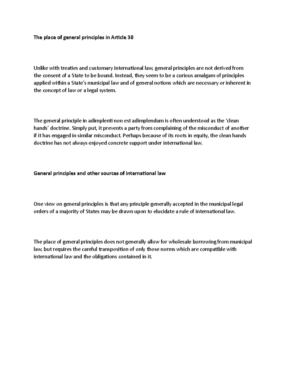 The place of general principles in Article 38 - Instead, they seem to ...