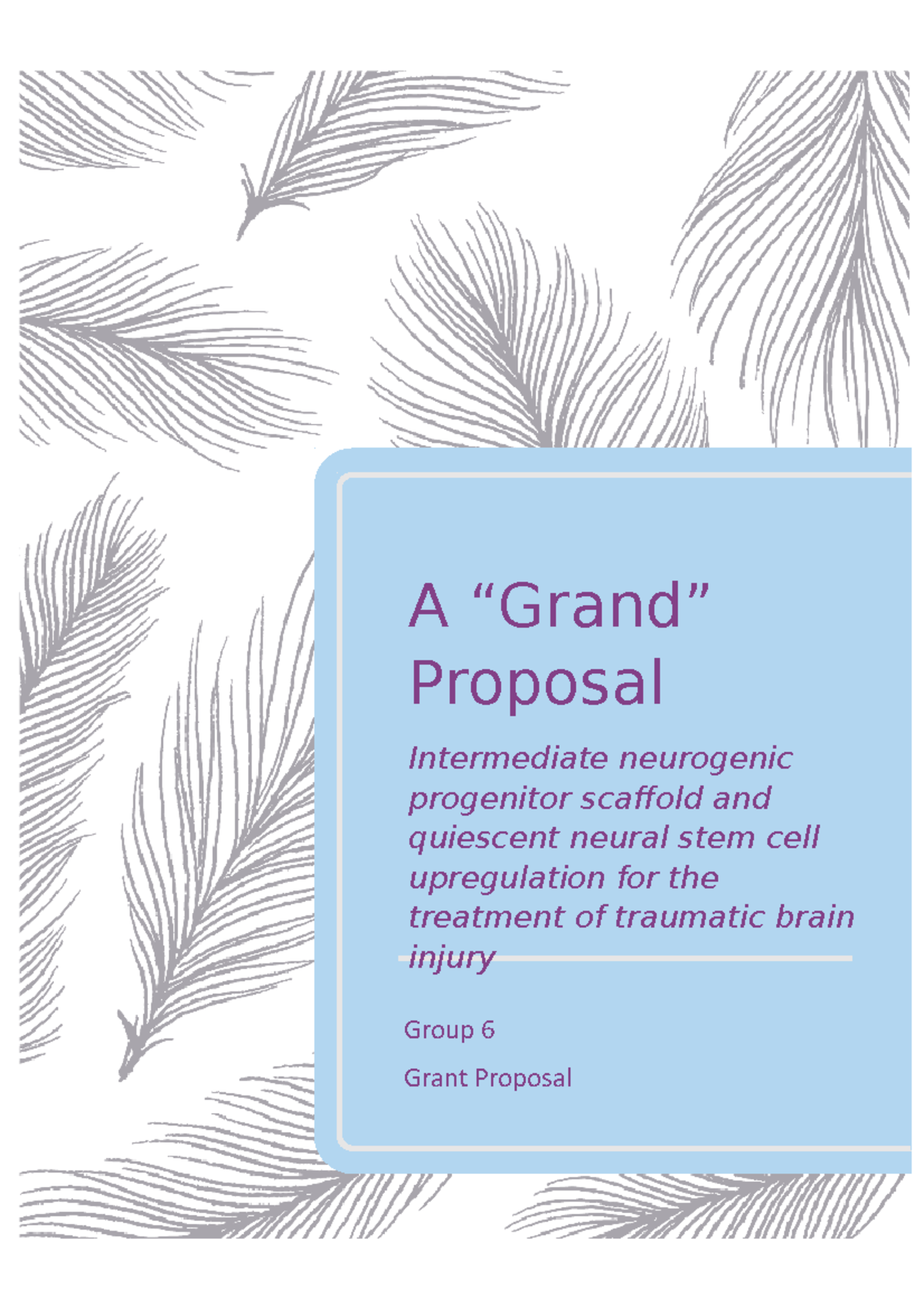 Grant Proposal INP injection with NRGB1 scaffold TBI - A “Grand ...