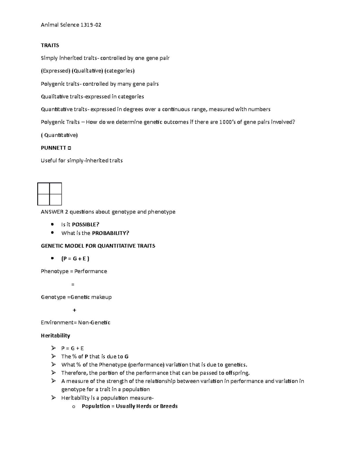 Traits - These are the notes i took from the slides that he presented ...