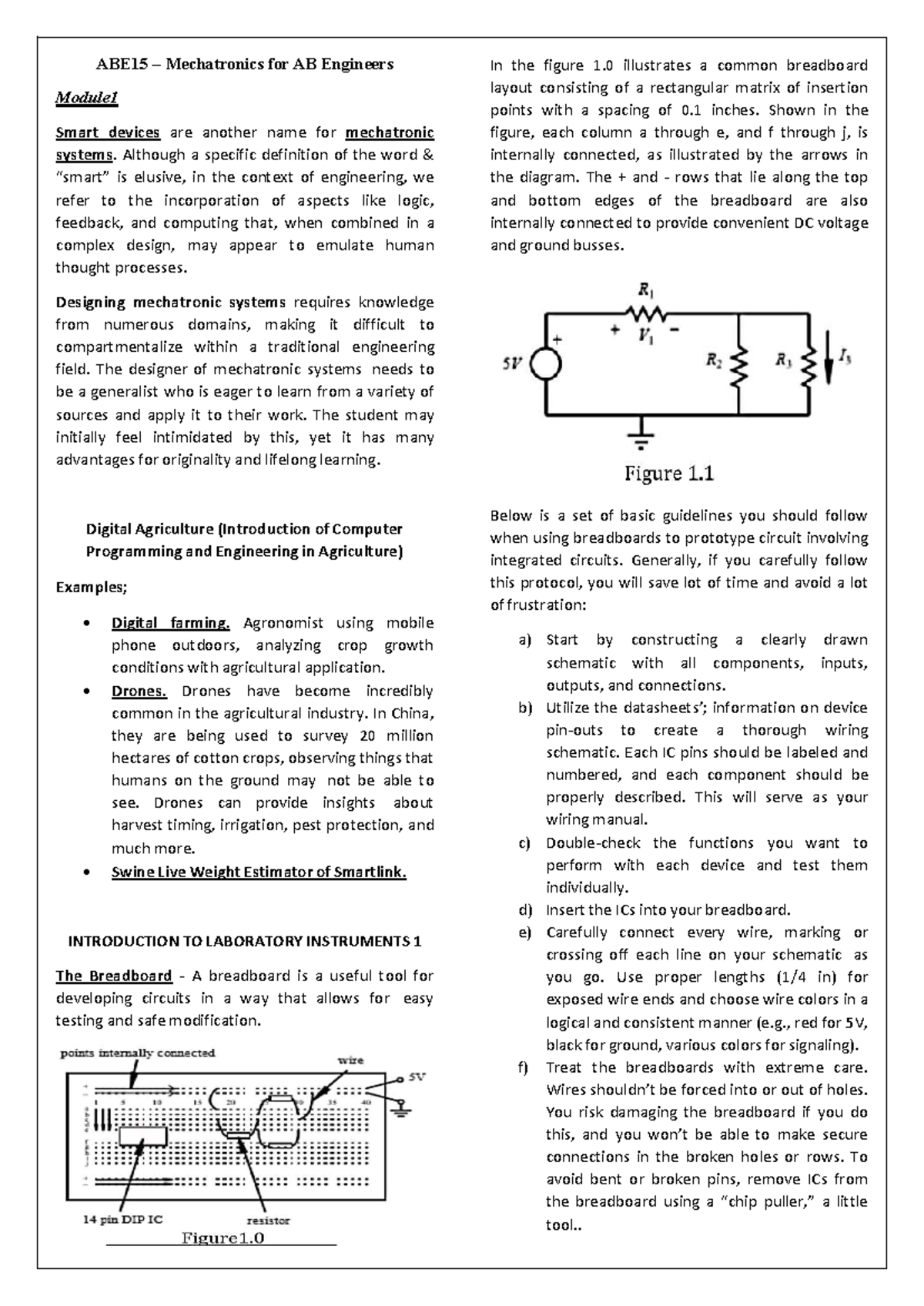 Mechatronics FOR AB Engineers - Notes - ABE15 – Mechatronics for AB ...