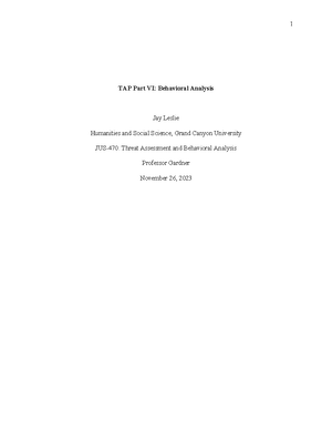 Tap 1 - Worksheet - JUS-470 Topic 1 TAP Part I: Overview of Assessment ...