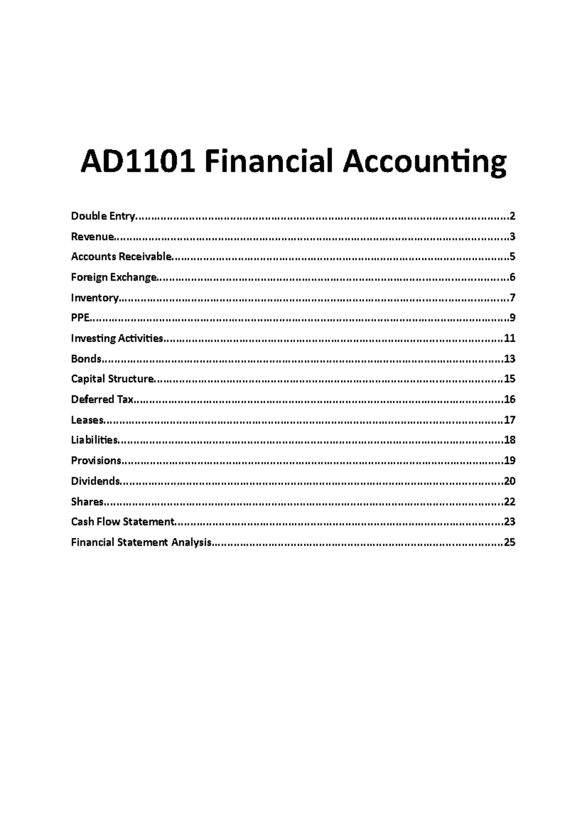 FA Summary - AD1101 Financial Accounting Double - Studocu