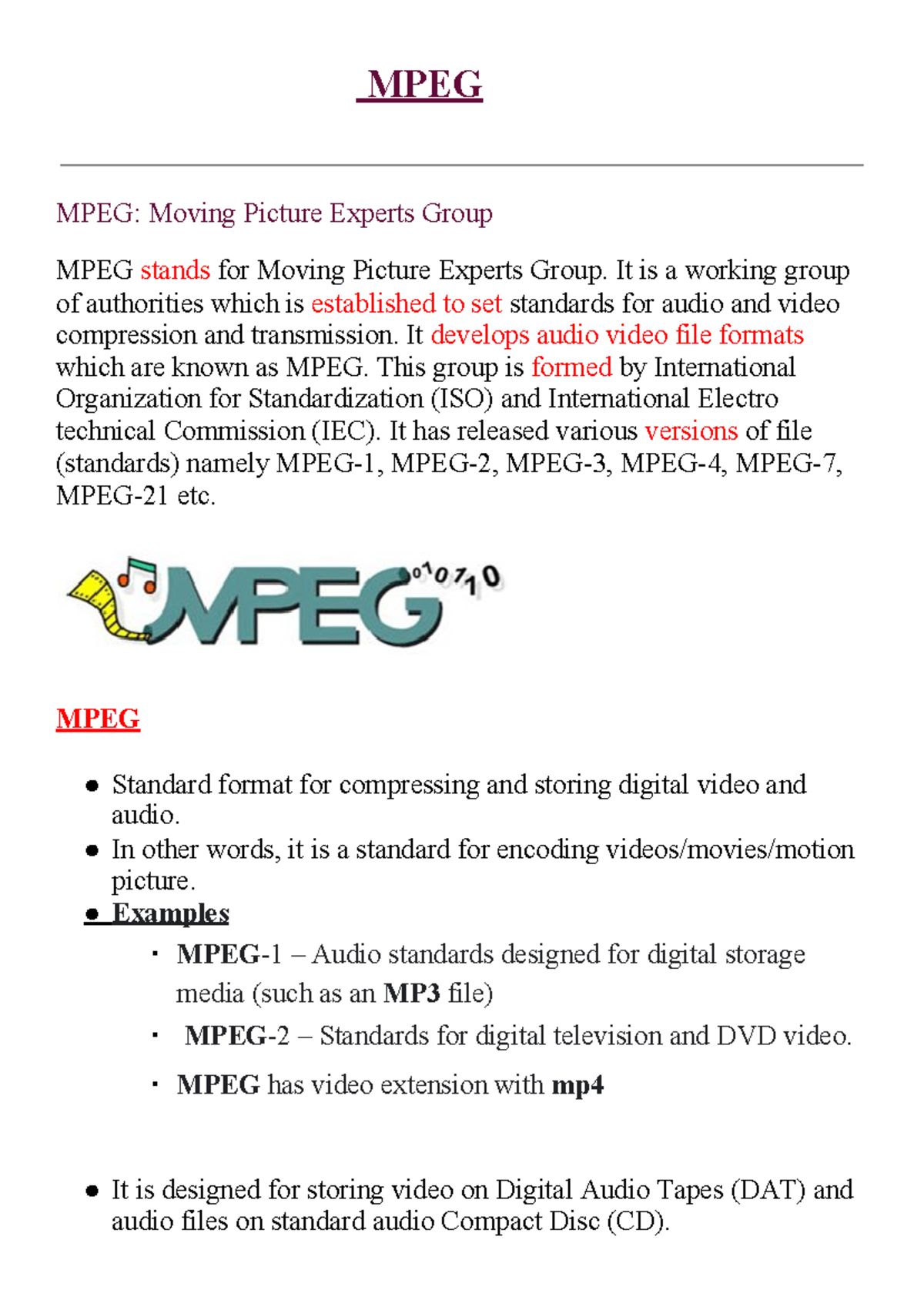 1614009116510 DC12 - Detailed explanation of MPEG - MPEG MPEG: Moving ...