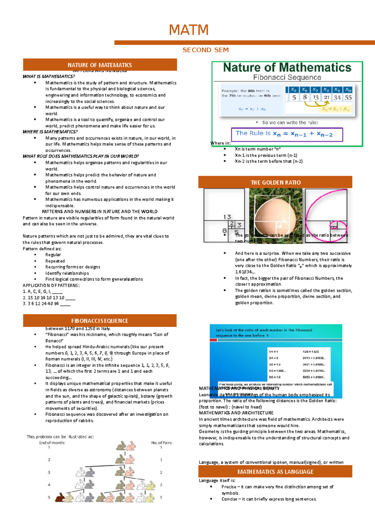 Matm Matm Lectures Matm Second Sem Patterns And Numbers What Is Mathematics Mathematics Is