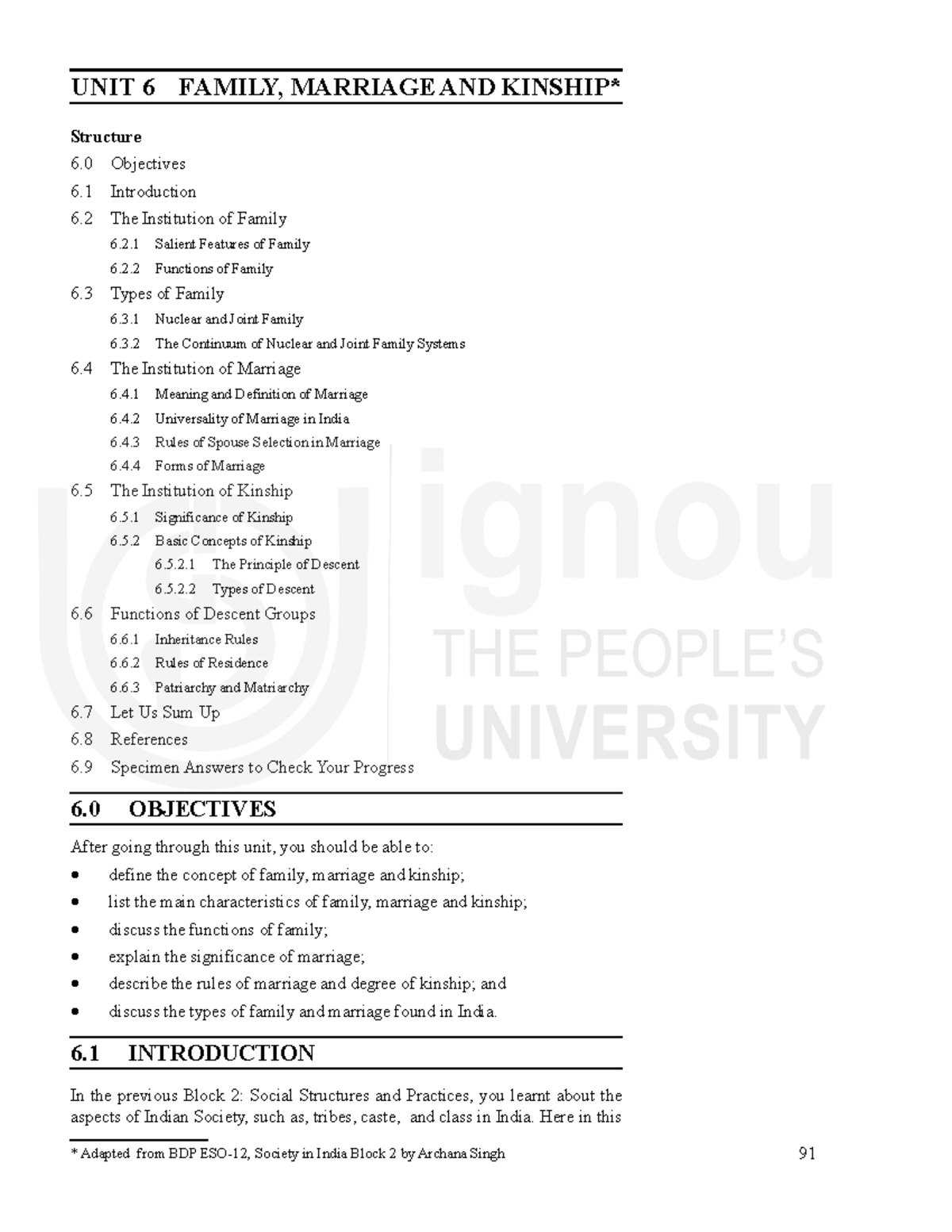 Unit-6 Family, Marriage and Kinship - 91 Family, Marriage and UNIT 6 ...