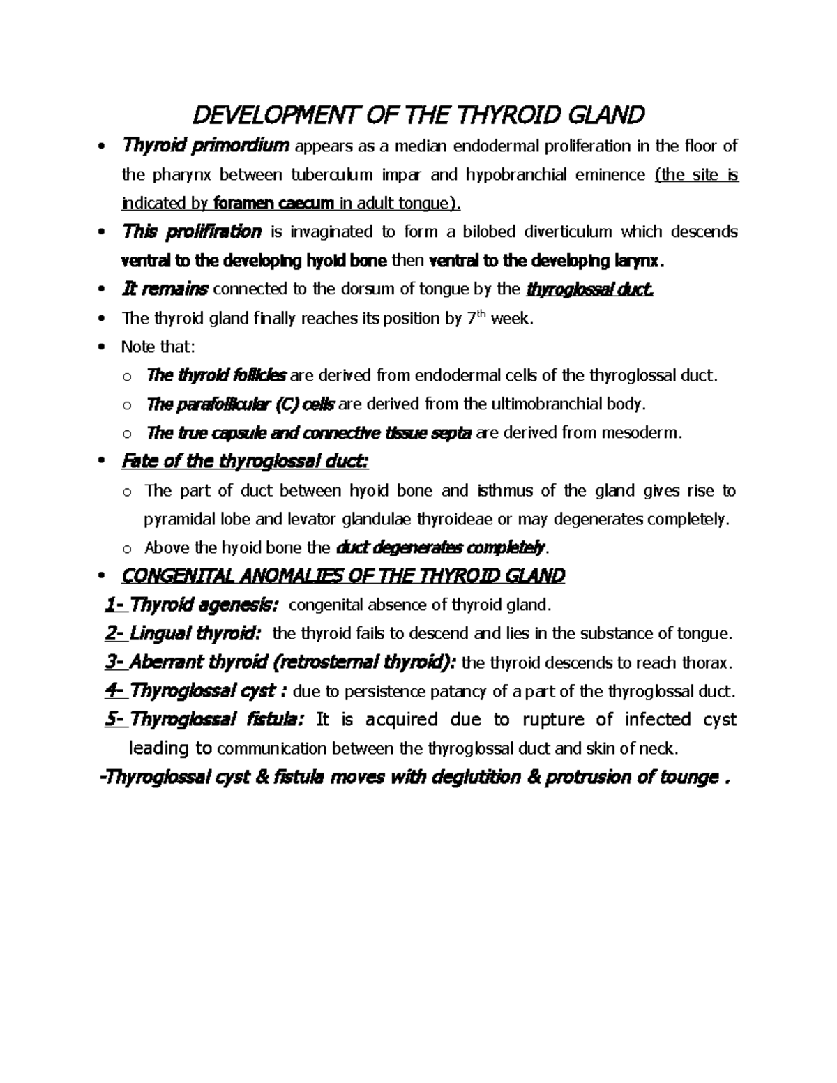 Embryology of thyroid gland - DEVELOPMENT OF THE THYROID GLAND Thyroid ...