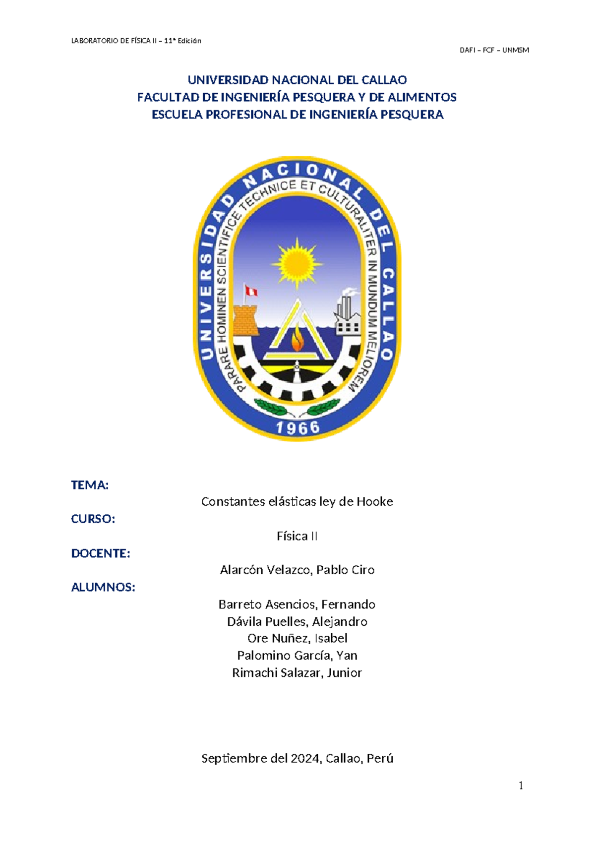 Constante Elastica LEY DE Hooke-1 - DAFI – FCF – UNMSM UNIVERSIDAD ...