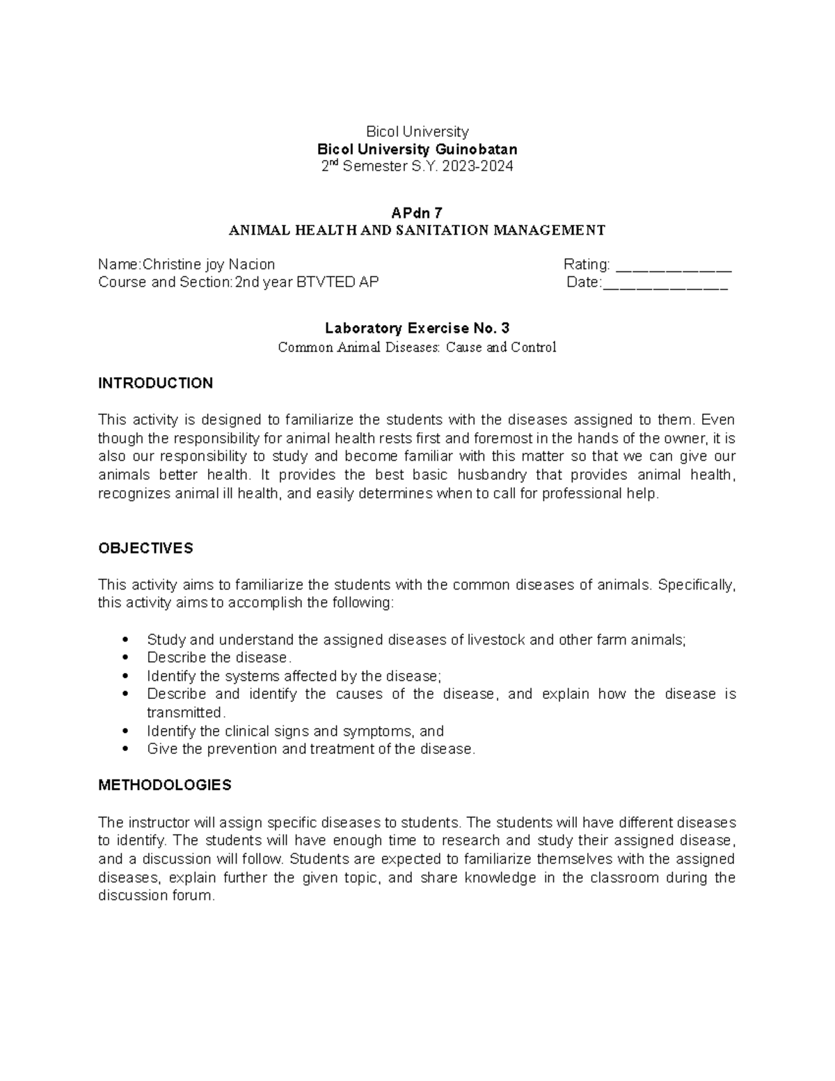 APdn7-hemolytic icterus No.-3- Bicol University Bicol University Guinobatan 2 nd Semester S ...
