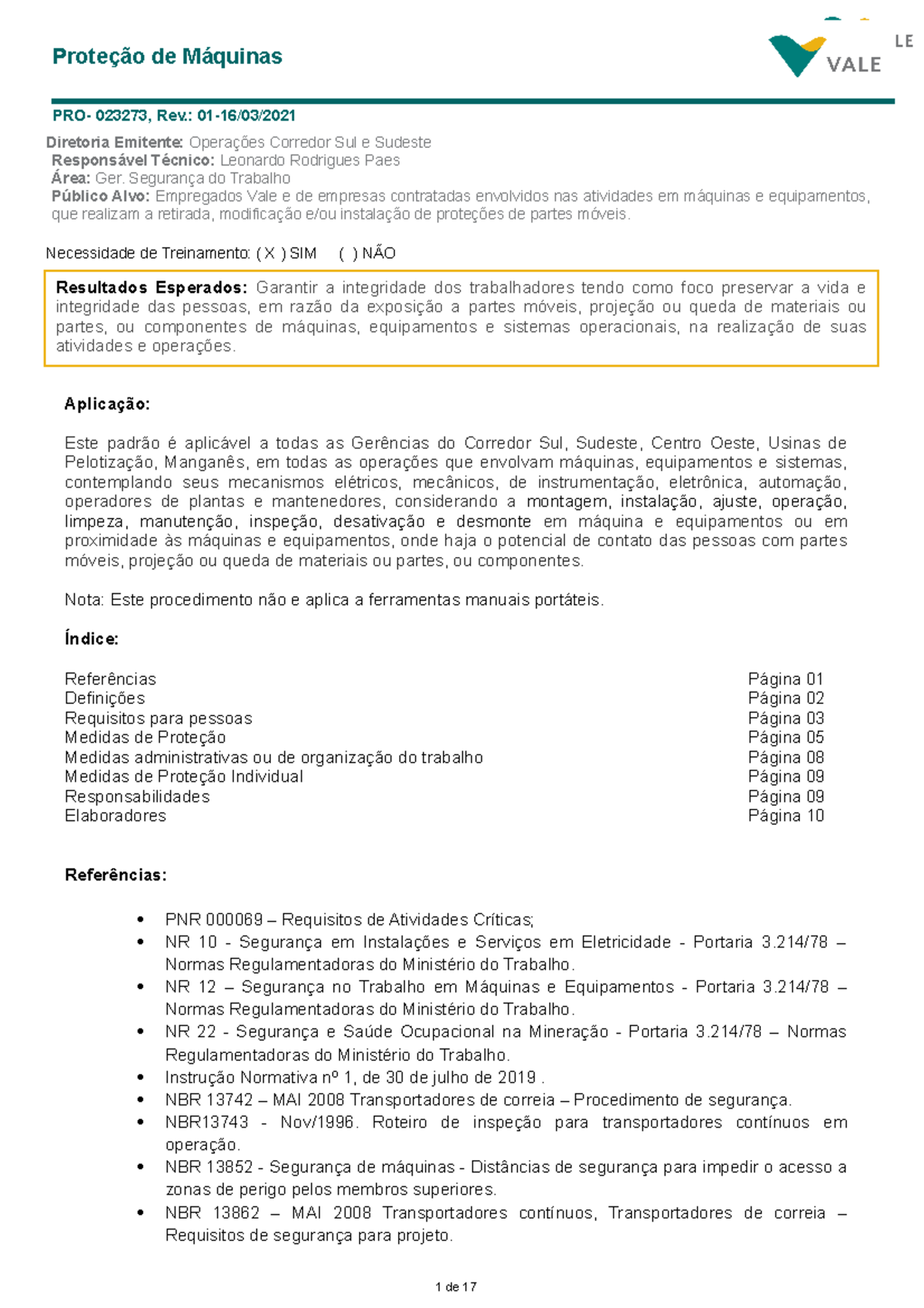 PRO-023273 - 01 - PRO 023273 - RAC 07 Proteção Máquinas - Proteção de ...