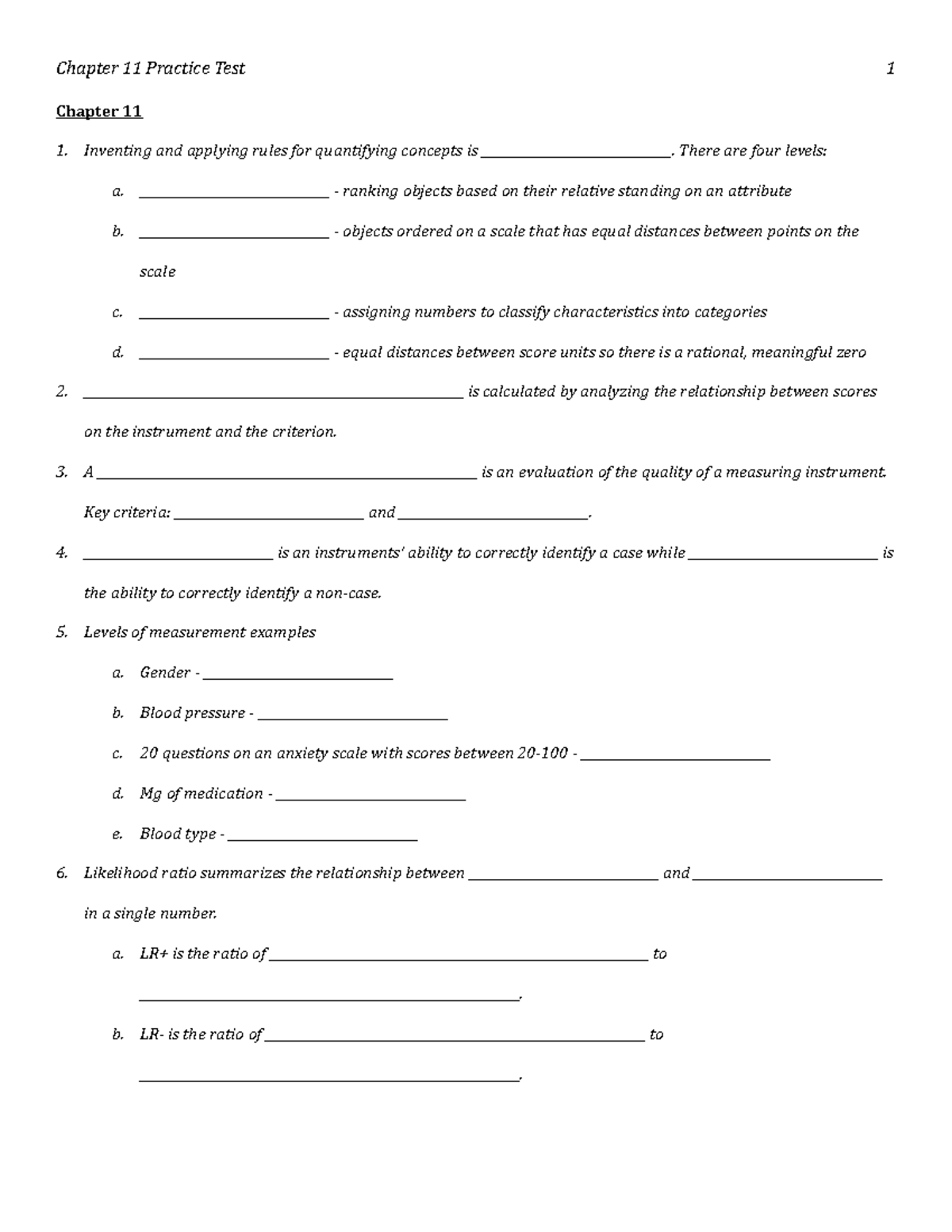 Chapter 11 Practice test - Chapter 11 Practice Test Chapter 11 ...
