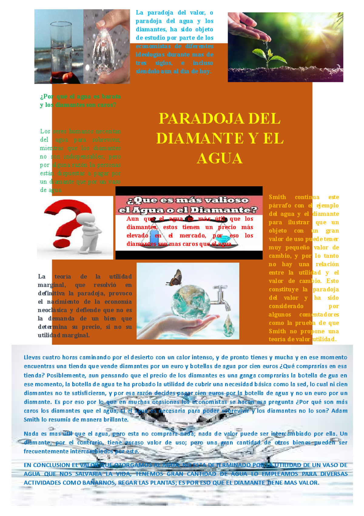SEMA6 - Tarea Paradoja DEL Diamante Y EL AGUA - La paradoja del valor ...