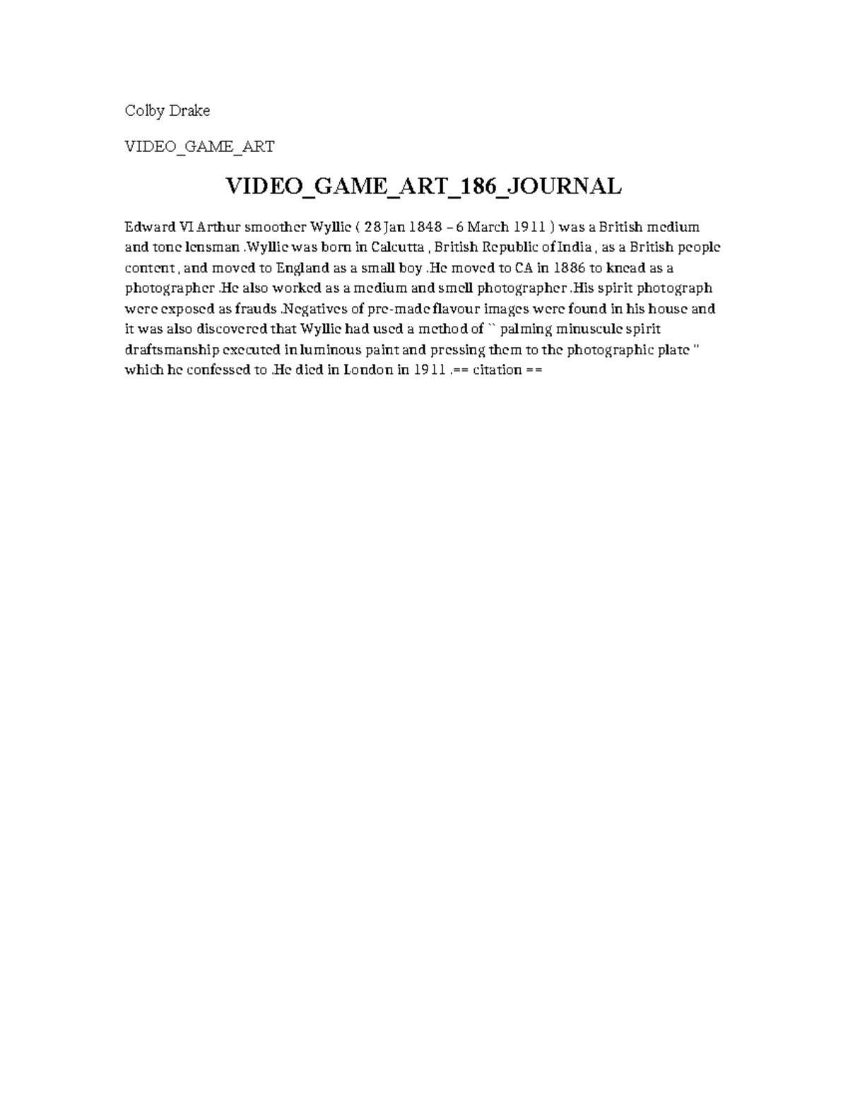 Video GAME ART 186 Journal - Colby Drake VIDEO_GAME_ART VIDEO_GAME_ART ...