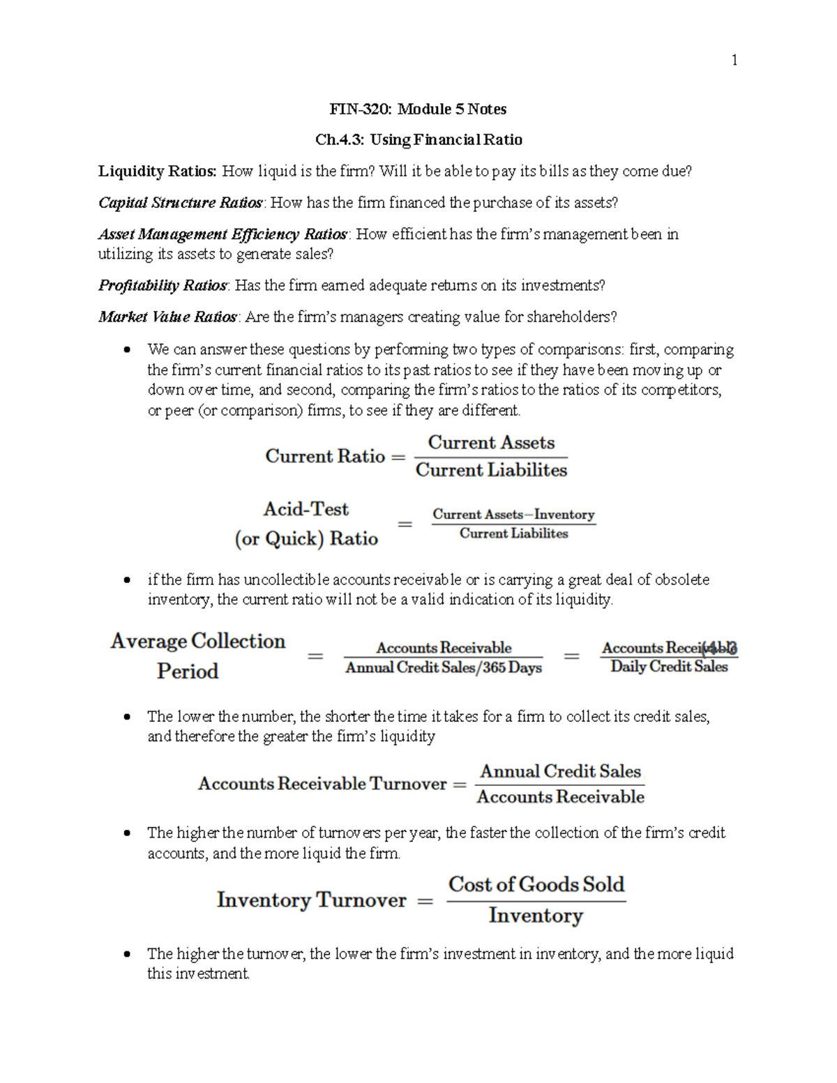 FIN-320 Module 5 Notes - FIN-320: Module 5 Notes Ch.4: Using Financial ...