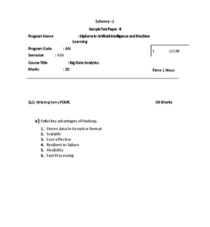 BDA Solved Sample question paper 70 marks - Scheme – I Sample Question Paper Program Name ...