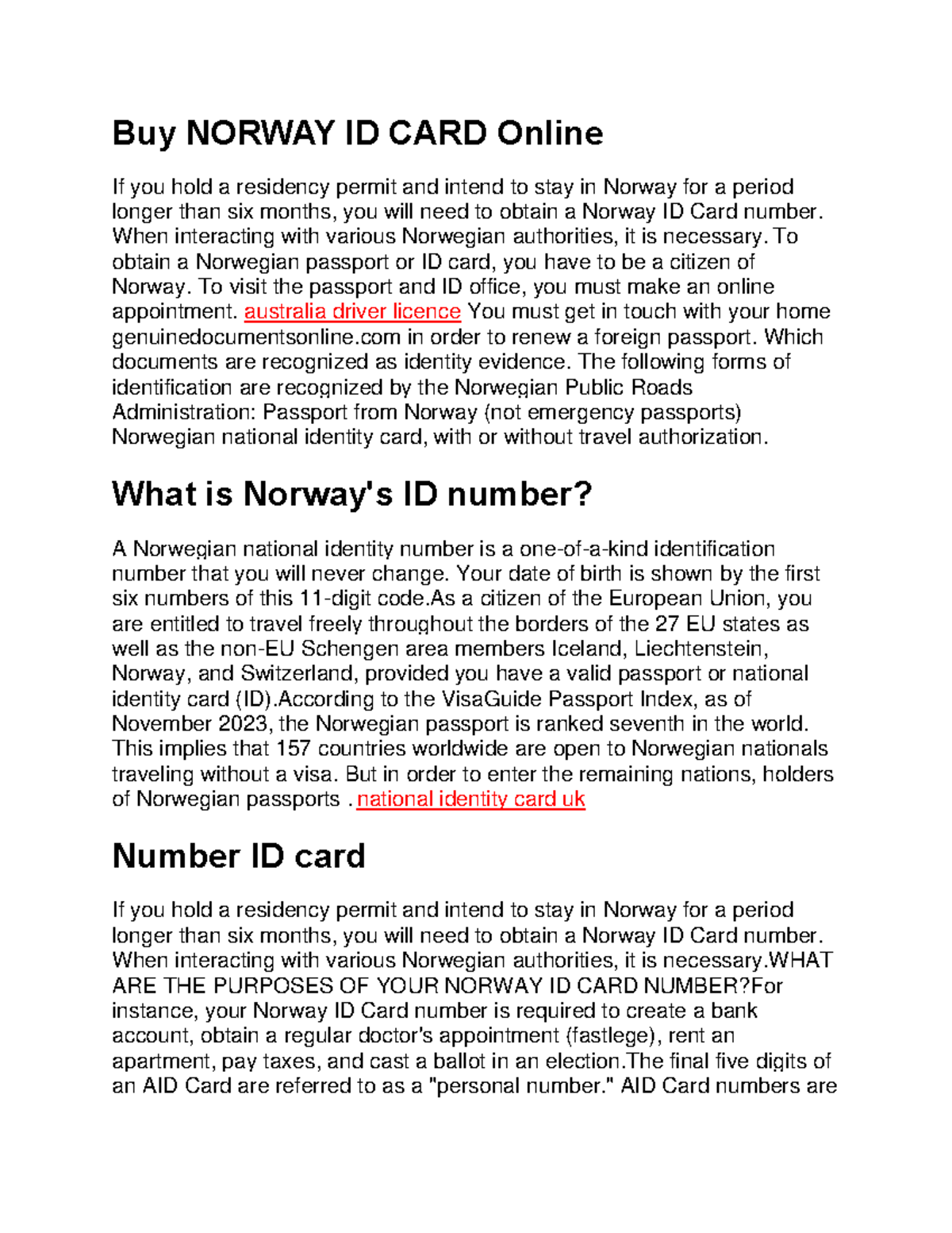 Buy Norway ID CARD Online - Buy NORWAY ID CARD Online If you hold a ...