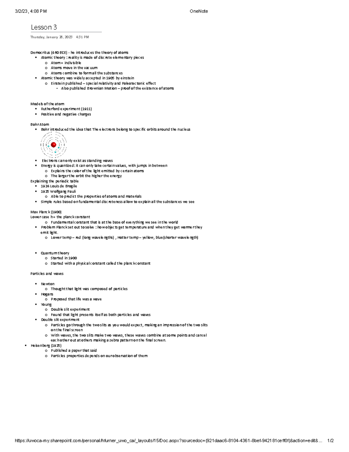 Lecture 3 notes - 3/2/23, 4:08 PM OneNote - Studocu