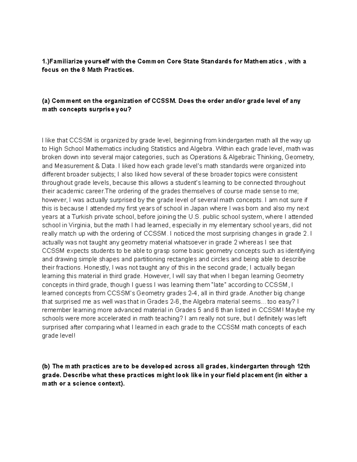 Common Core State Standards Essay Assignment 1 Familiarize Yourself