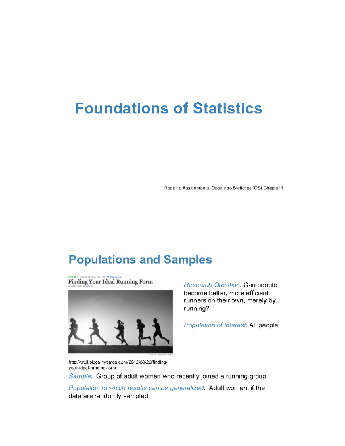 QTM Intro To Data - Foundations of Statistics Reading Assignments: OpenIntro Statistics (OS ...