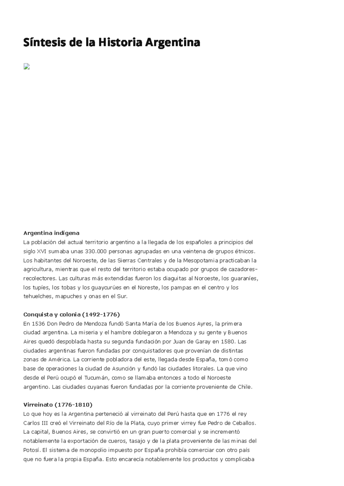 Síntesis de la Historia Argentina - El Historiador - Síntesis de la ...