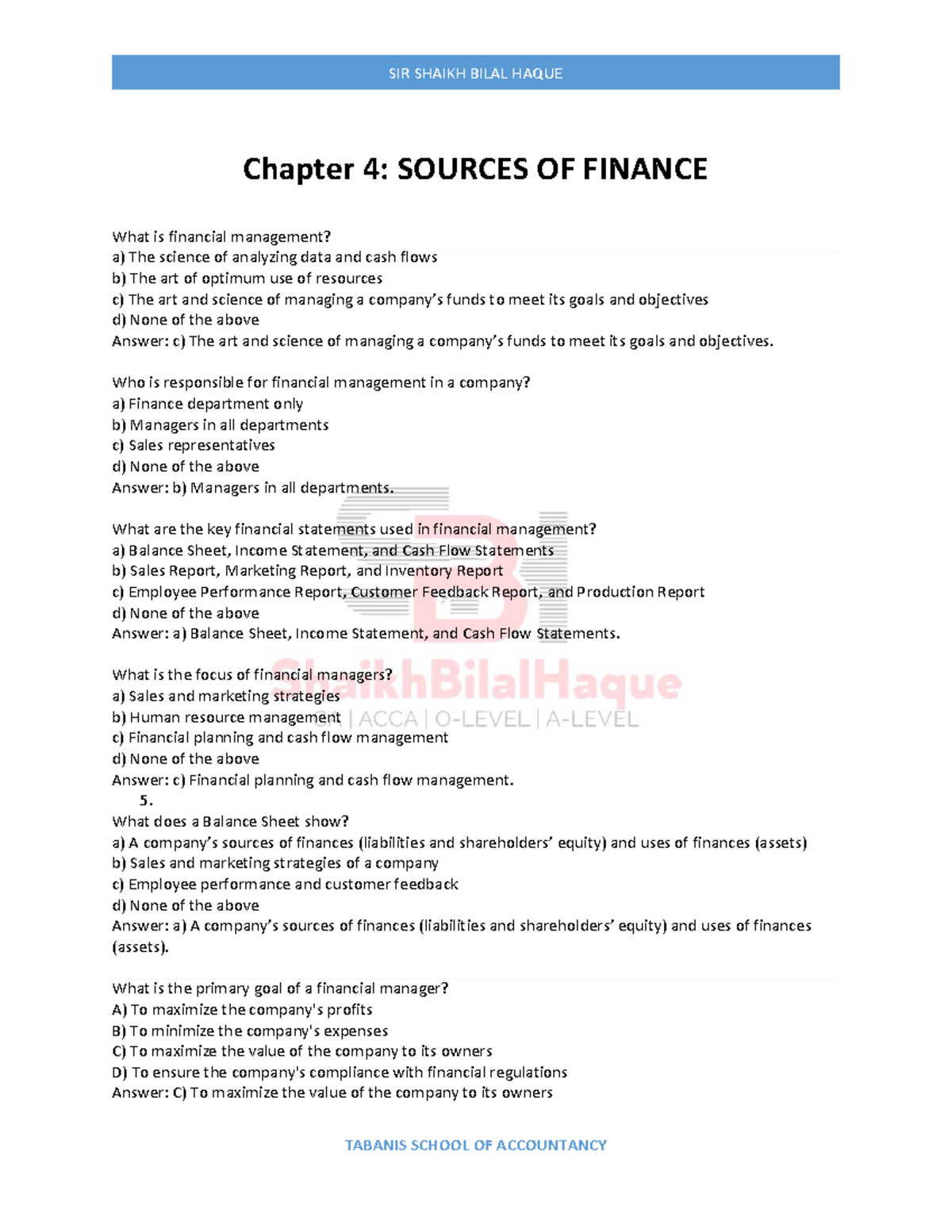 Scenorio based mcqs - CHAPTER 4's PRACTICE QUESTION OF PRC 5 INTRODUCTION TO BUSINESS A SUBJECT ...