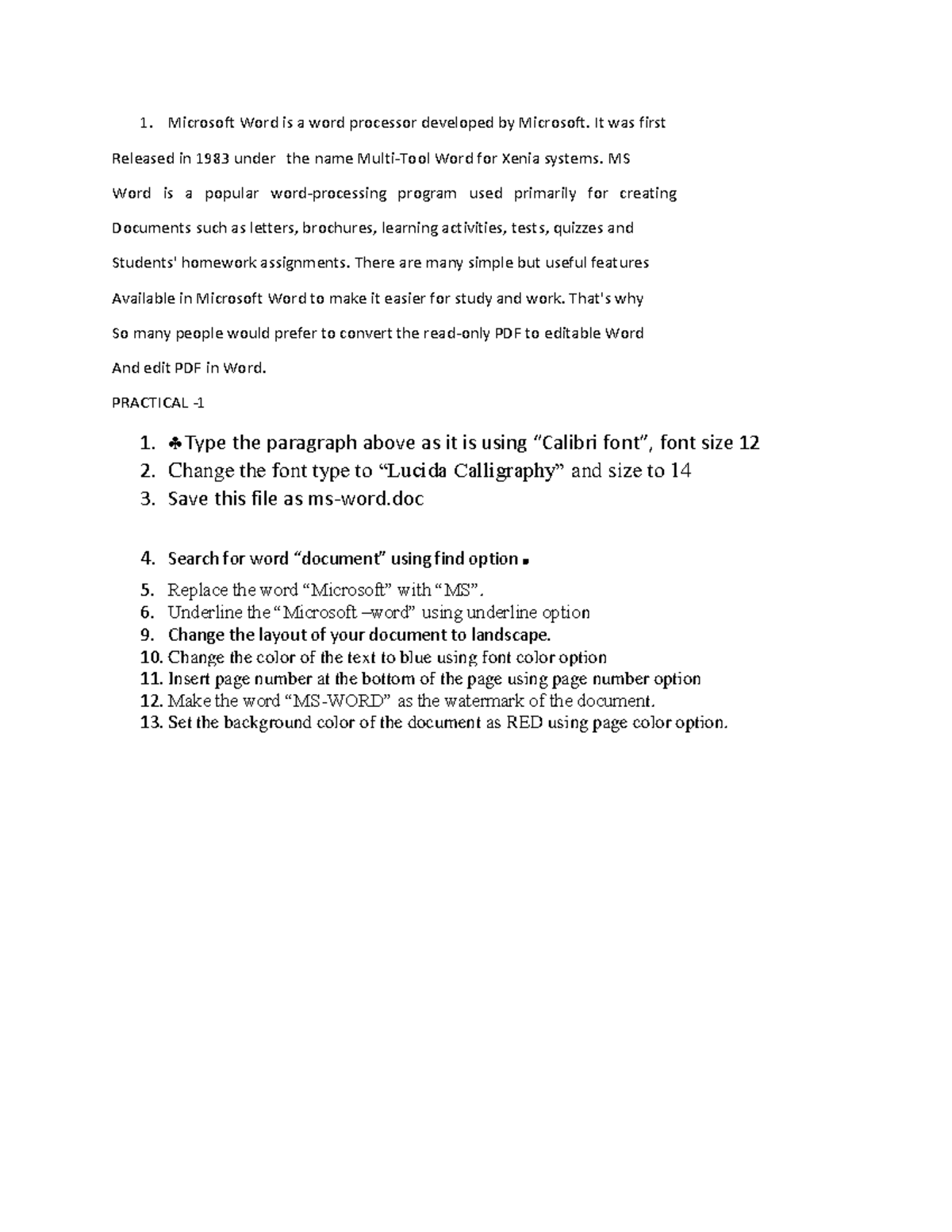 Word assignment 4 - 1. Microsoft Word is a word processor developed by ...