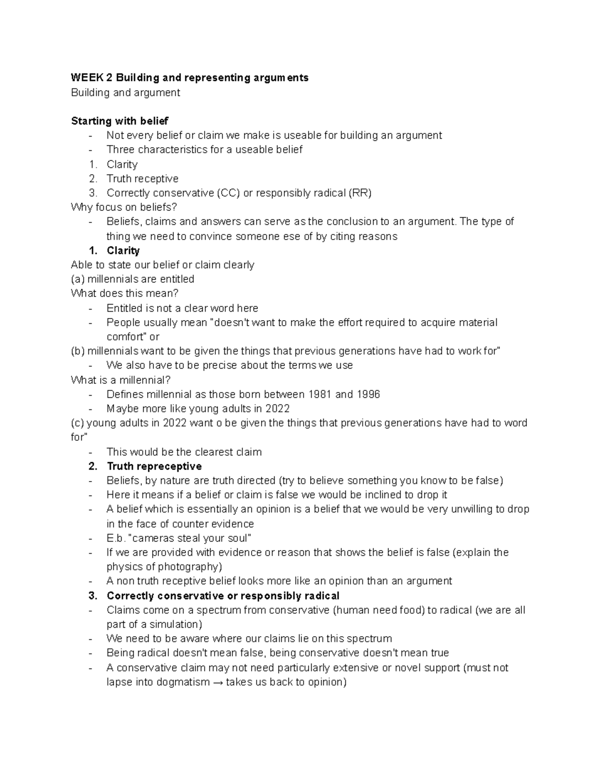 PHIL1037 Lecture - WEEK 2 Building and representing arguments Building and argument Starting ...