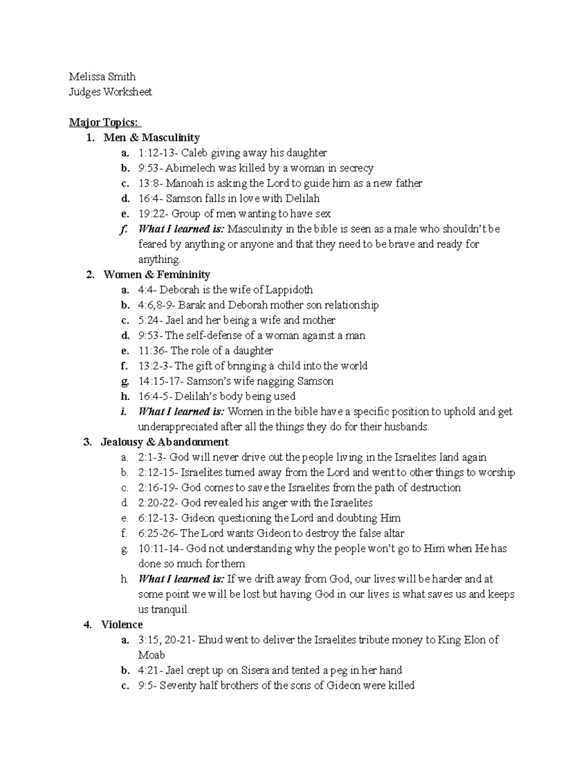 Judges Worksheet - Melissa Smith Judges Worksheet Major Topics: 1. Men ...