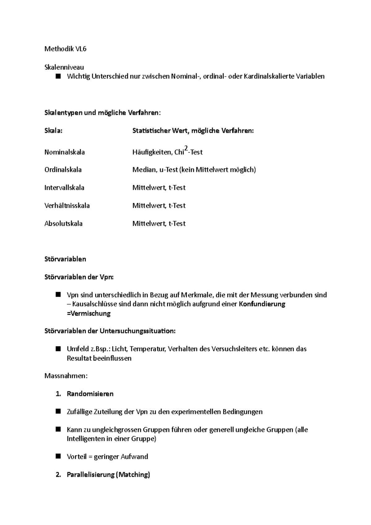 Methodik VL6 - Skalentypen; Störvariablen; - Methodik VL Skalenniveau ...
