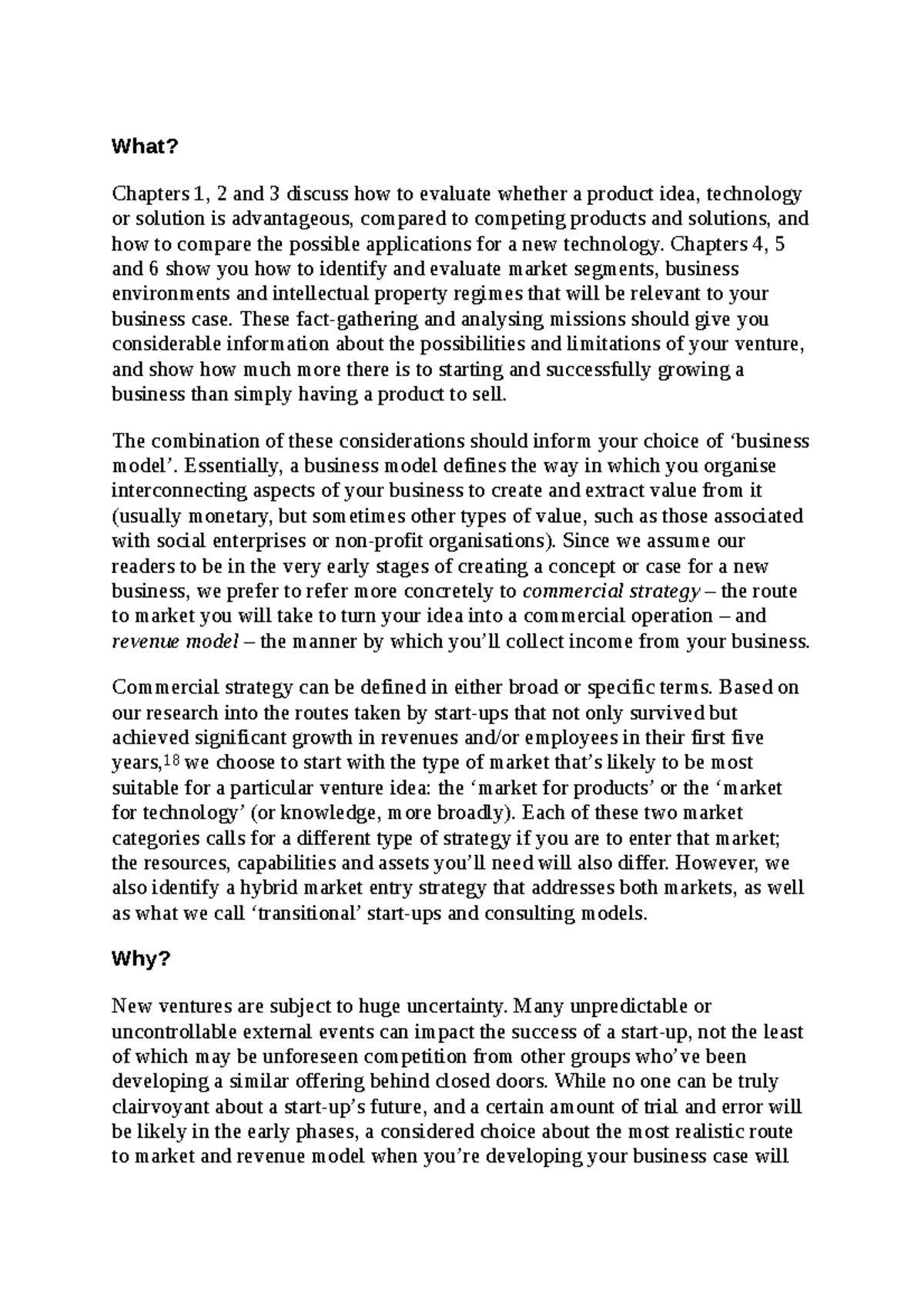 Notes-1 - how to evaluate whether a product idea - What? Chapters 1, 2 ...