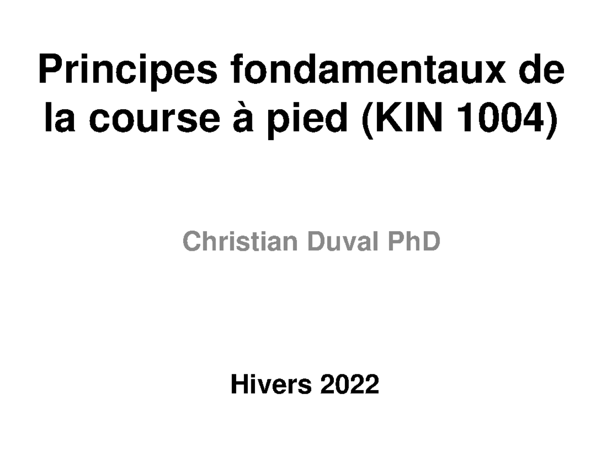 Cours 2 substrats énergétiquess - Principes fondamentaux de la course à ...