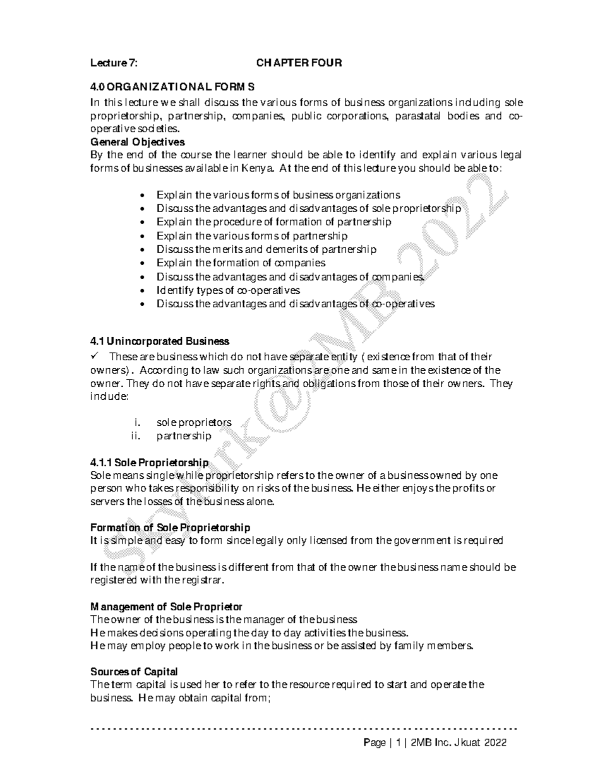 Entrepreneurship Notes 2022 Lecture Notes - Lecture 7: CHA PTER FOUR 4 ...