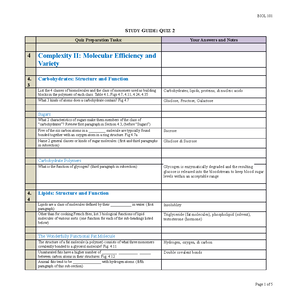 Study Guide Quiz 1(2) - STUDY GUIDE: QUIZ 1 Quiz Preparation Tasks ...